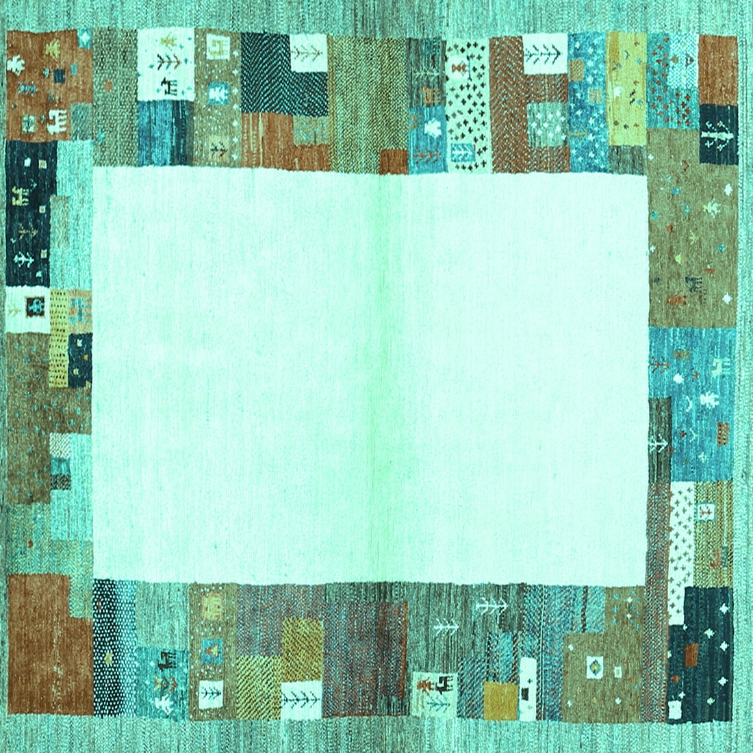 Ahgly Company Machine Washable Indoor Square Solid Turquoise Blue ...