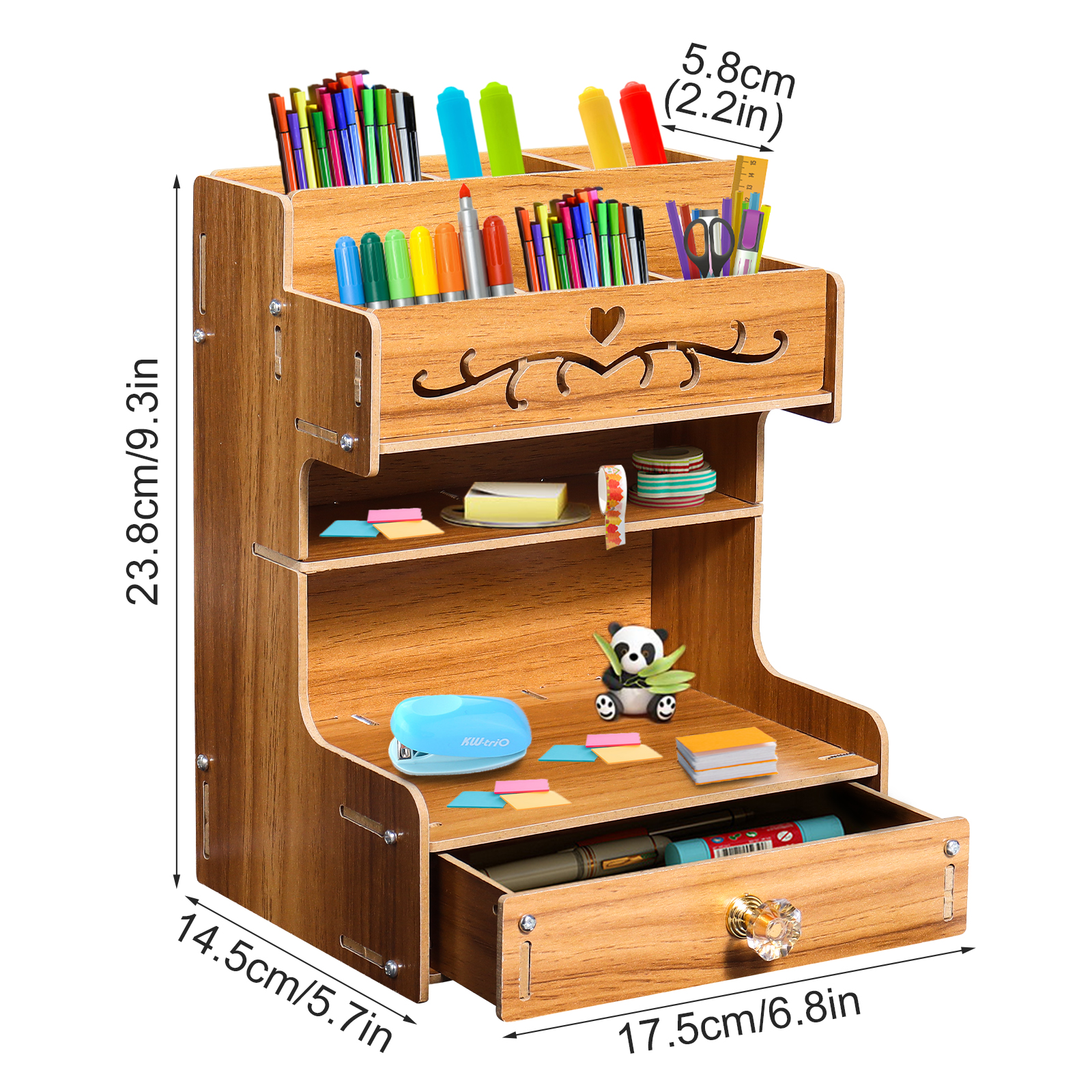 Buy Bamboo Pen Organizer Pen Holder Box Bamboo Desk Organiser Part ...