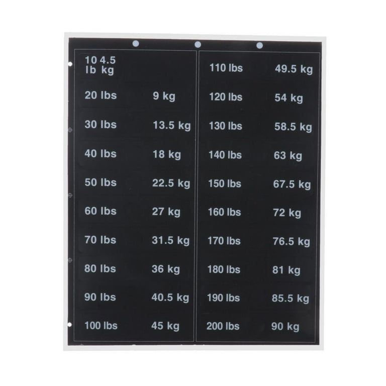 Dumbbell Labels Weight Stack Identification Labels 4.5kg To 90kg - Gym ...