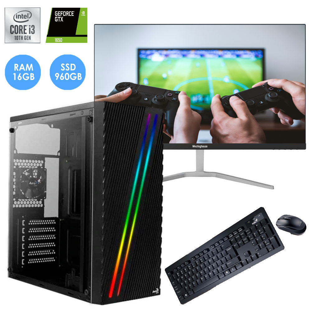 PC gamer armada computadora i3 10100f Intel SSD 960GB 16GB RAM Nvidia GTX 1650 80+ Monitor 21.5 ...