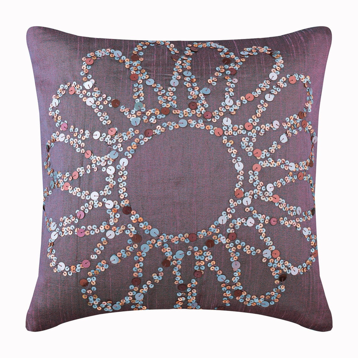 Purple Pillow Cases, Sequins Flower Medallion Floral Theme Pillows ...