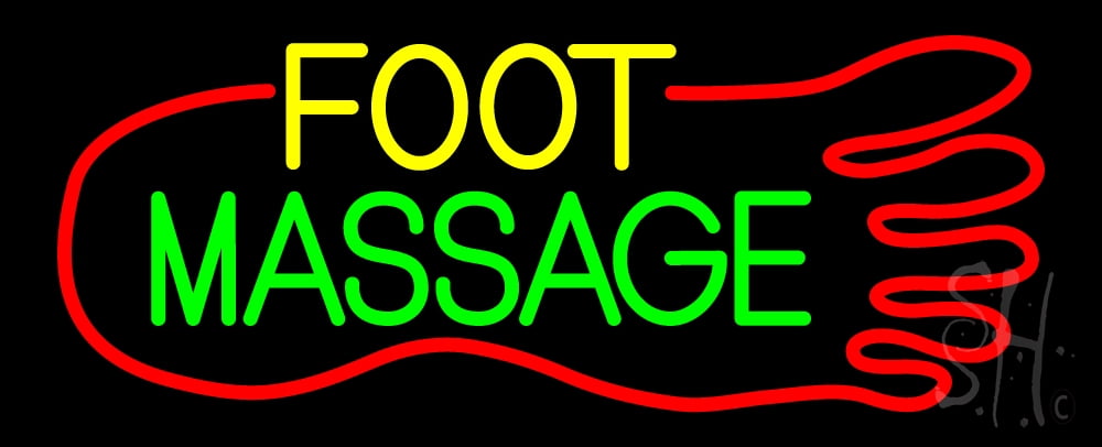 Foot Massage LED Neon Sign 13 x 32 - inches, Black Square Cut Acrylic ...