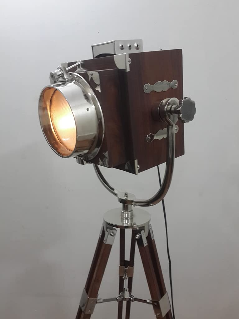 Marine Wood Vintage Theater Spot Searchlight With Wood tripod Stand ...