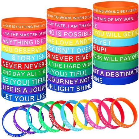 40 Pieces Motivational Silicone Wristbands Rubber Inspirational Quote ...