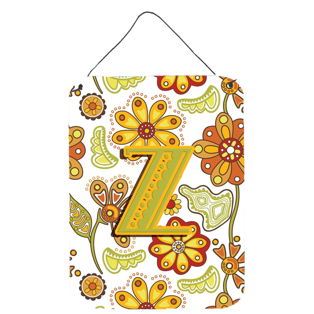 Letter Z Floral Mustard and Green Wall or Door Hanging Prints - Walmart.com