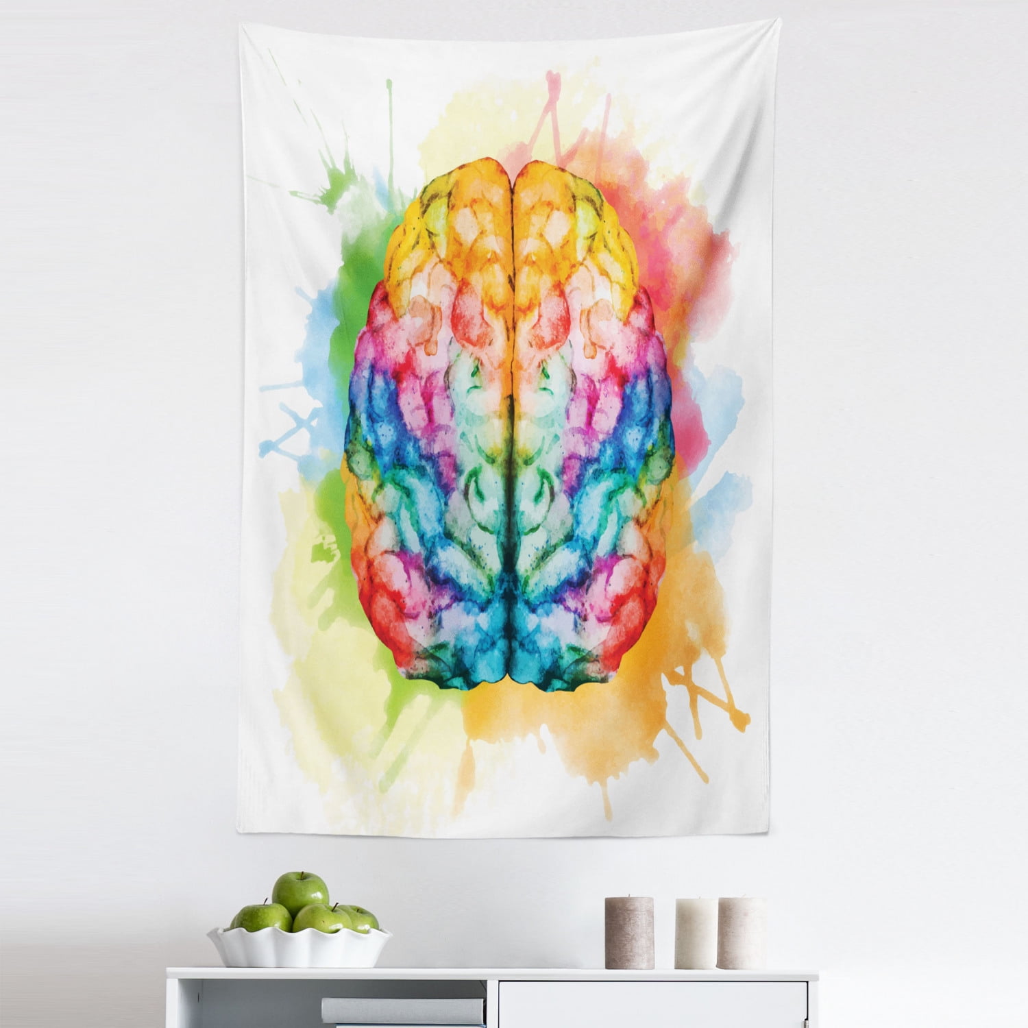 Watercolor Tapestry, Vibrant Colorful Human Brain Body Neurology ...