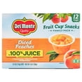 DEL MONTE Diced Peaches FRUIT CUP Snacks, 100% Juice, 12 Pack, 4 oz ...