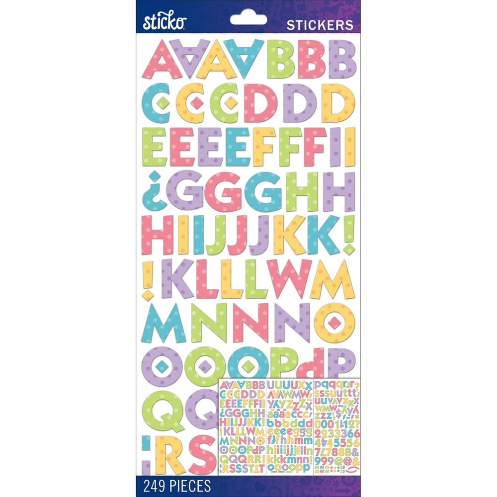 Sticko Alphabet Stickers-Bright Dots Kable Medium - Walmart.com ...