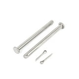 M5x60mm Flat Head Metal Round Clevis Pins Fastener Silver Tone 5Pcs ...