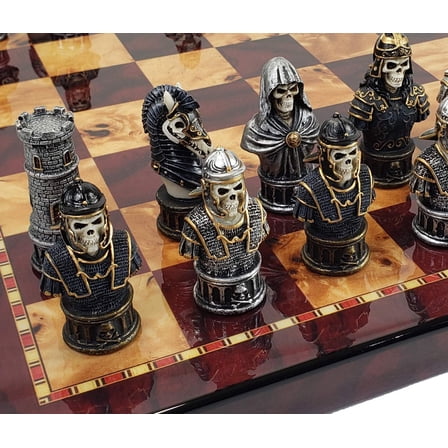 Medieval Skeleton Slayer Gothic Fantasy Skull Chess Set with Unique ...