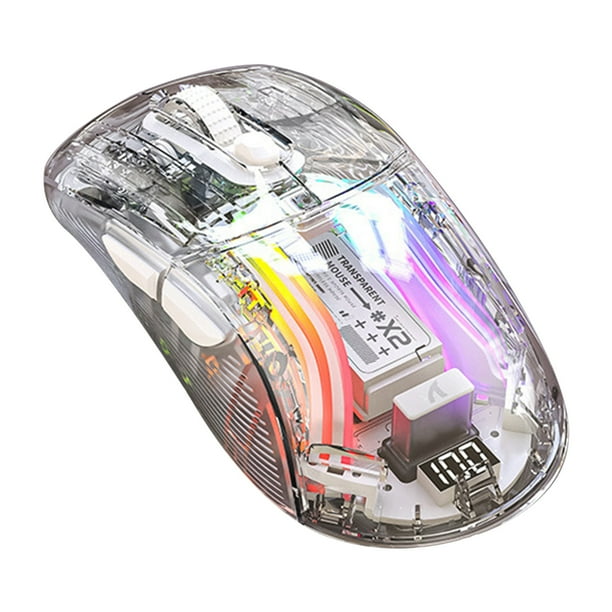 SUWHWEA Bluetooth Wireless Mouse, Transparent Mechanical Dual-mode ...