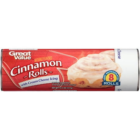 Great Value Cinnamon Rolls with Cream Cheese Icing, 8 count, 12.4 oz ...