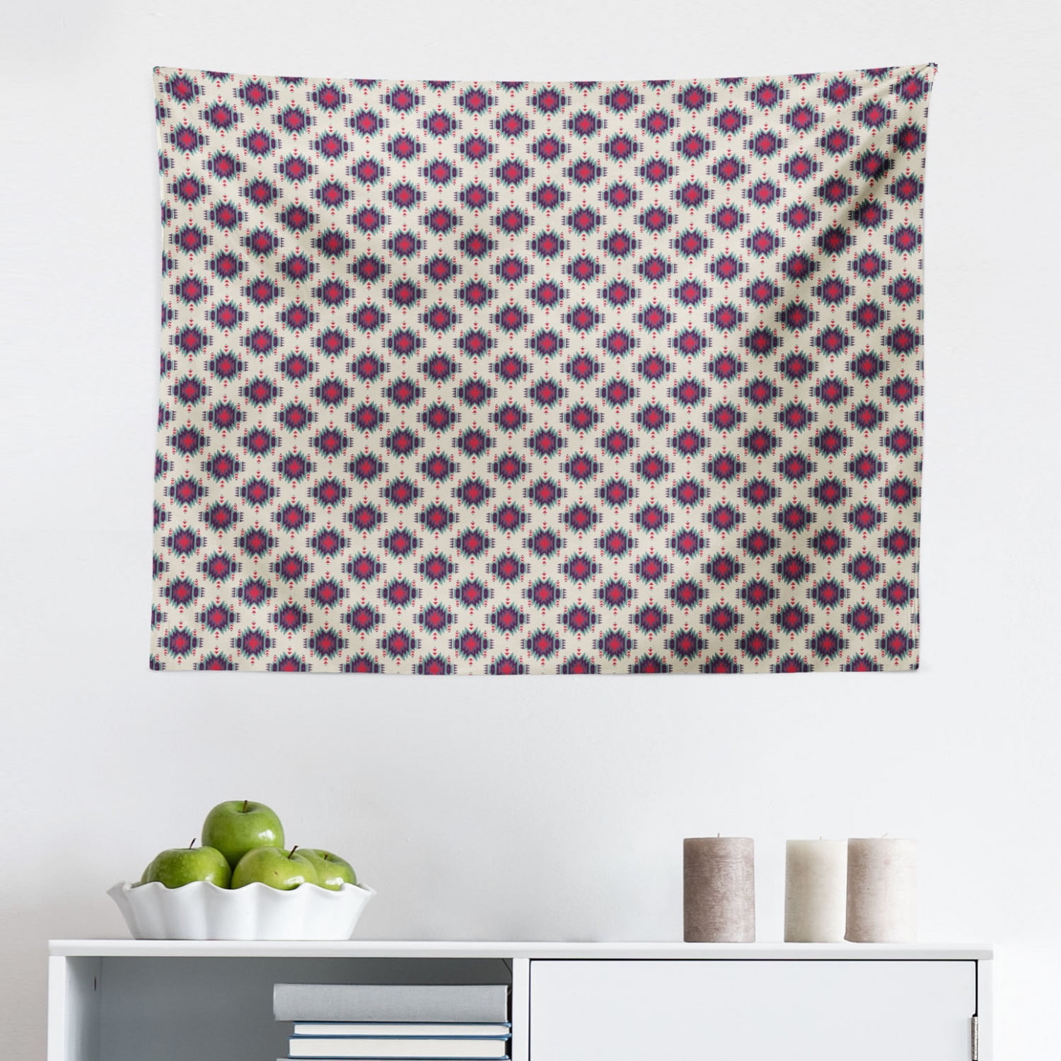 Abstract Tapestry, Geometric Pattern of Small Triangles Over Grey ...