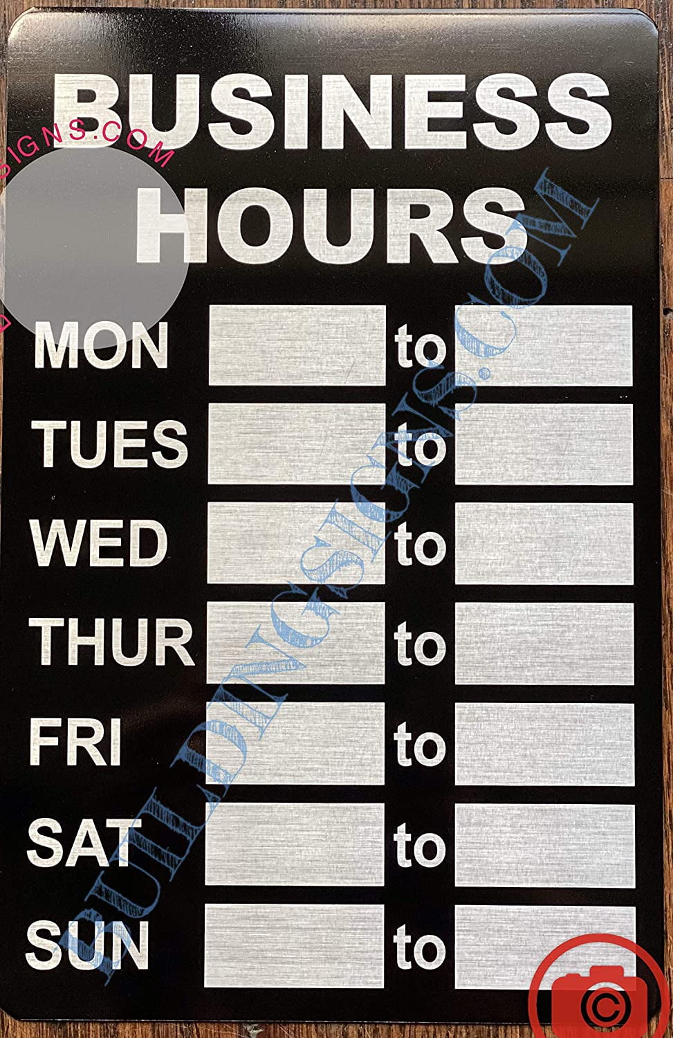 Business Hours Sign (Aluminum, Black/Brush Aluminium,5.5x8.5) (ref-2201 ...
