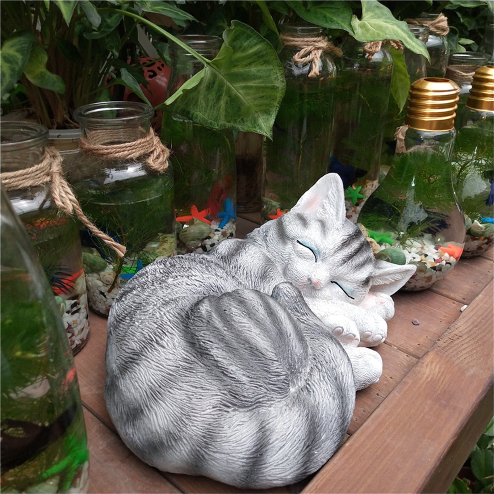 Cat Garden Statue Outdoor Decor,Sleeping Cat Statue Garden Decor ...