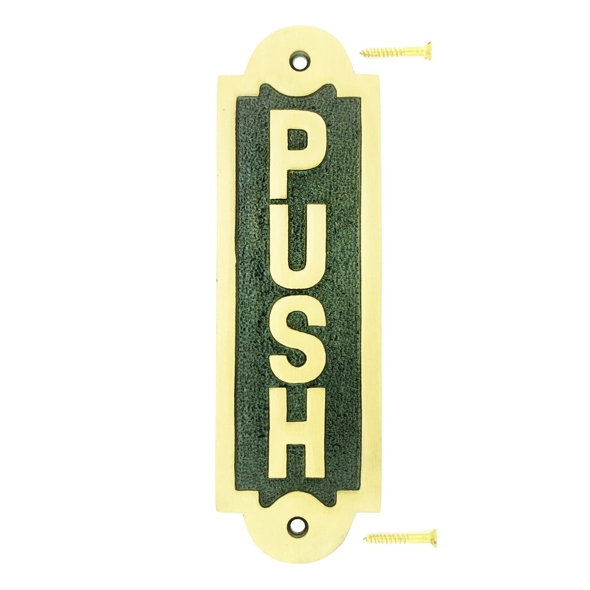 Brass Door Push Sign Plate Plaque Entry Way Doors 7 in. Height 2 1/8 ...