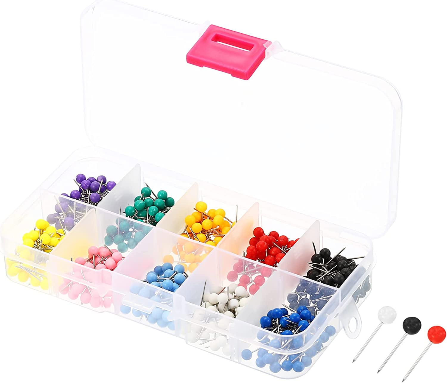 Push Pins, 600 Pack Plastic Round Head Map Tacks Thumb Steel Point for ...