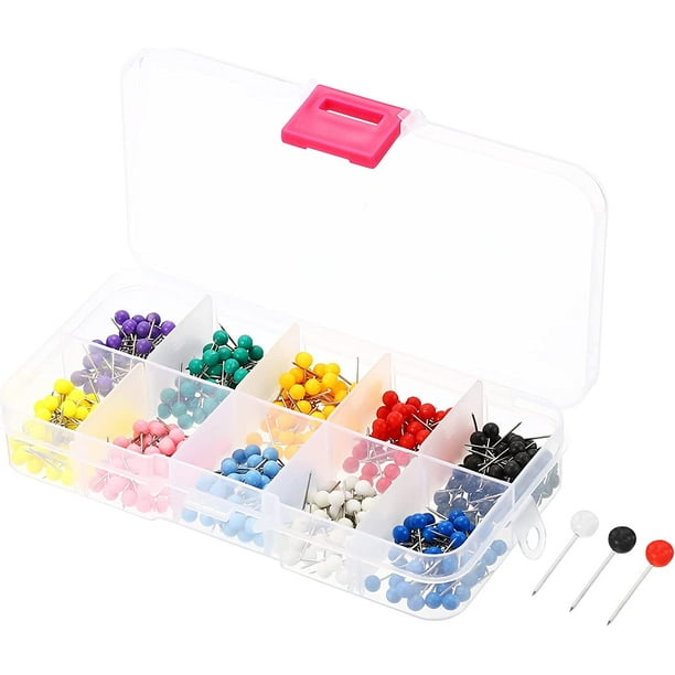 Push Pins, 500 Pack Plastic Round Head Map Tacks Thumb Steel Point for ...
