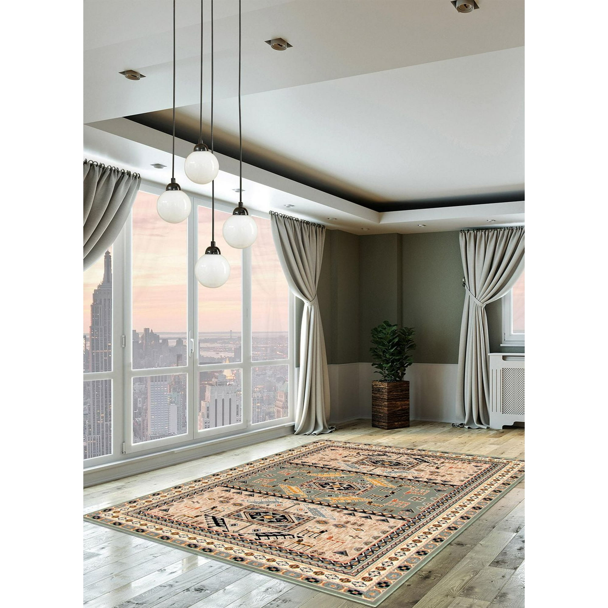 Click here for Ecarpet Qashqai Teal Rug 5 Ft X 7 Ft prices