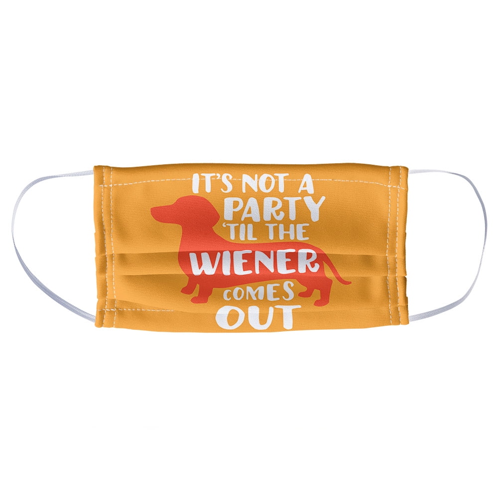 Not Party Wiener Out Dog Dachshund 1-Ply Reusable Face Mask Covering ...