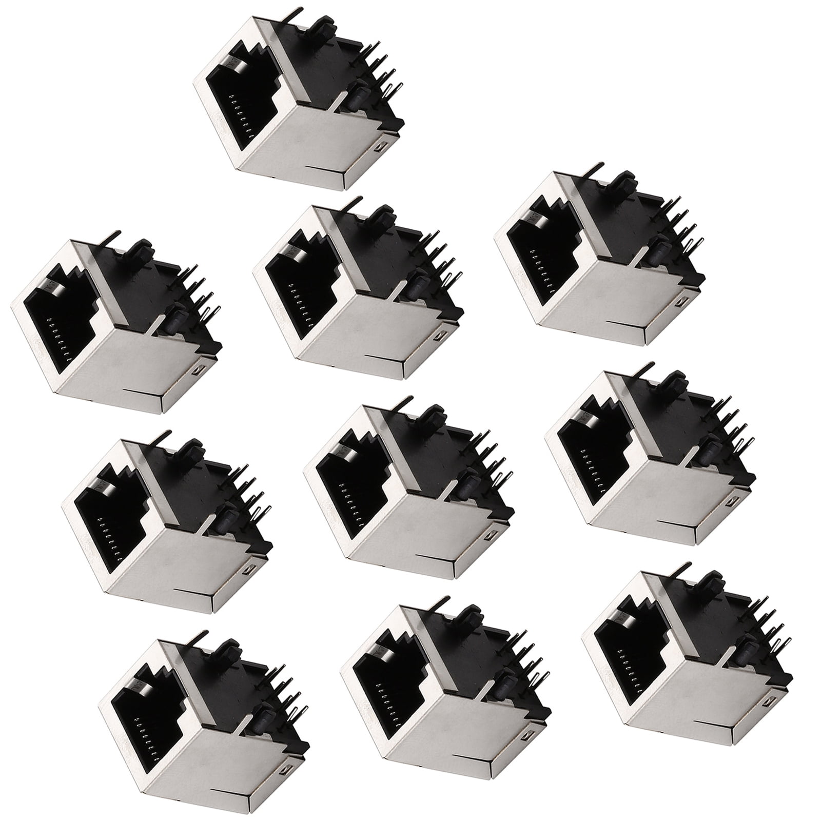10 Pieces RJ45 Network Ethernet Female Socket, 8 Pin Female PCB Right Angle Board Jack Connector ...