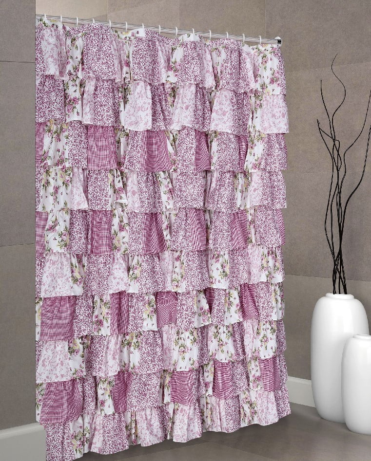 Spring Home Patchwork ruffle Fabric shower curtain multi color - Walmart.com