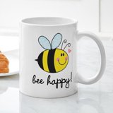 CafePress - Bee Happy Mug - 11 oz Ceramic Mug - Novelty Coffee Tea Cup ...