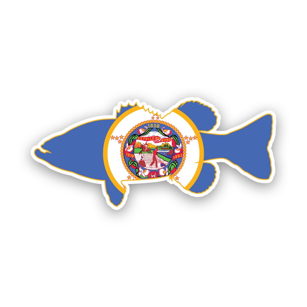 Minnesota Bass Flag Sticker Decal - Self Adhesive Vinyl - Weatherproof ...