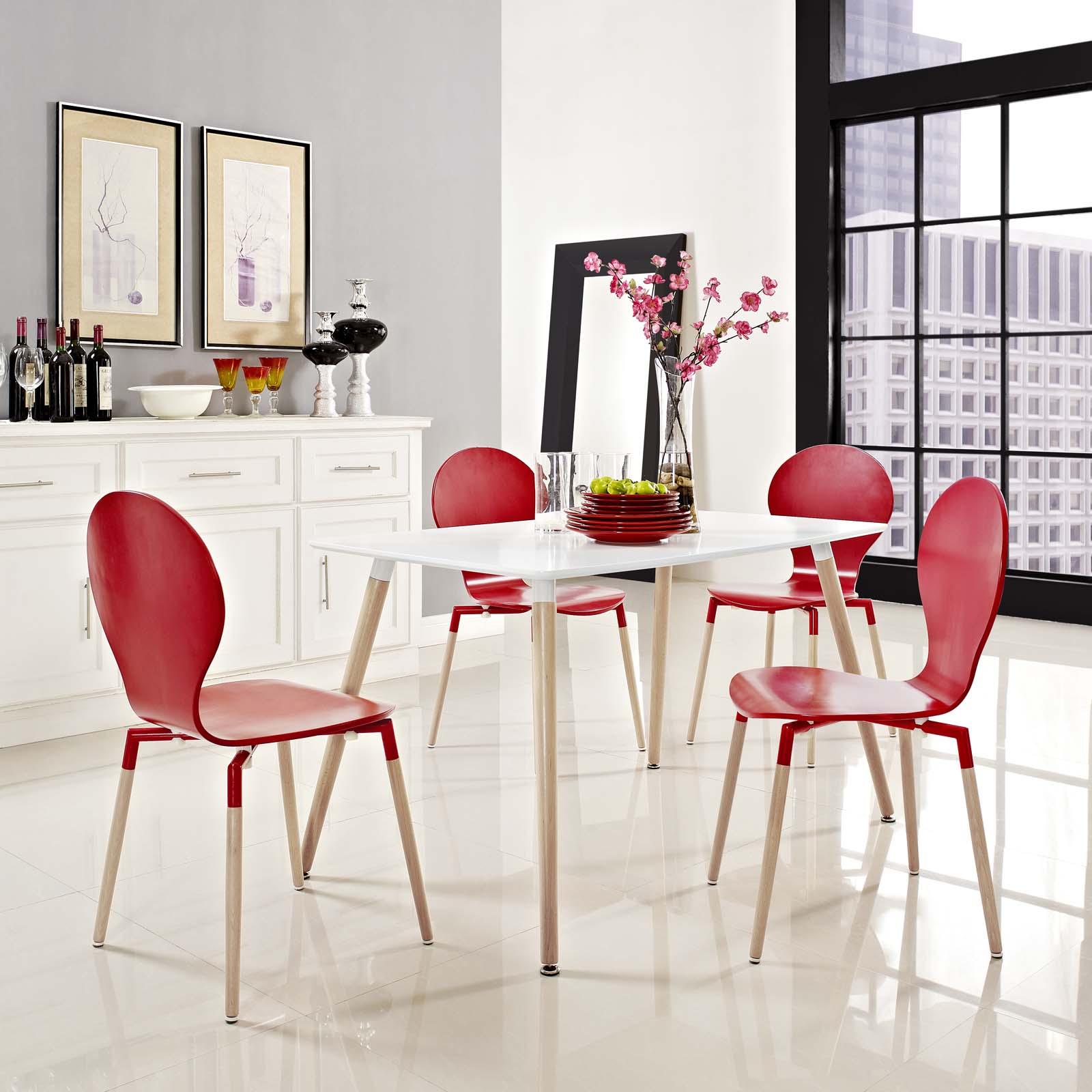 Modway Field Rectangle Dining Table in White - Walmart.com