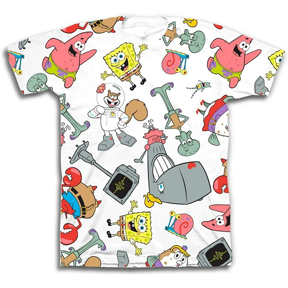 SpongeBob SquarePants Boys' T-Shirt (7, All Over Print) - Walmart.com ...