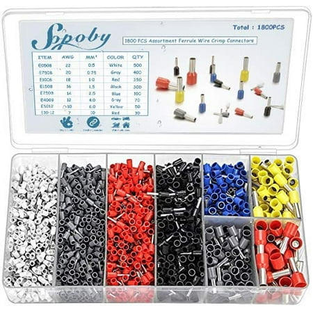 1800 pcs Insulated Crimp Terminal Boxes Wiring Ferrules Cable Lugs 0.5 ...