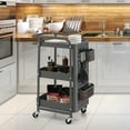 Gymax Heavy Duty 3-Tier Utility Storage Cart with Multi-Use Shelves ...