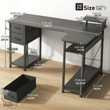 GTRACING Gaming Desk with Drawers, Carbon Fiber Style L Shaped Computer ...