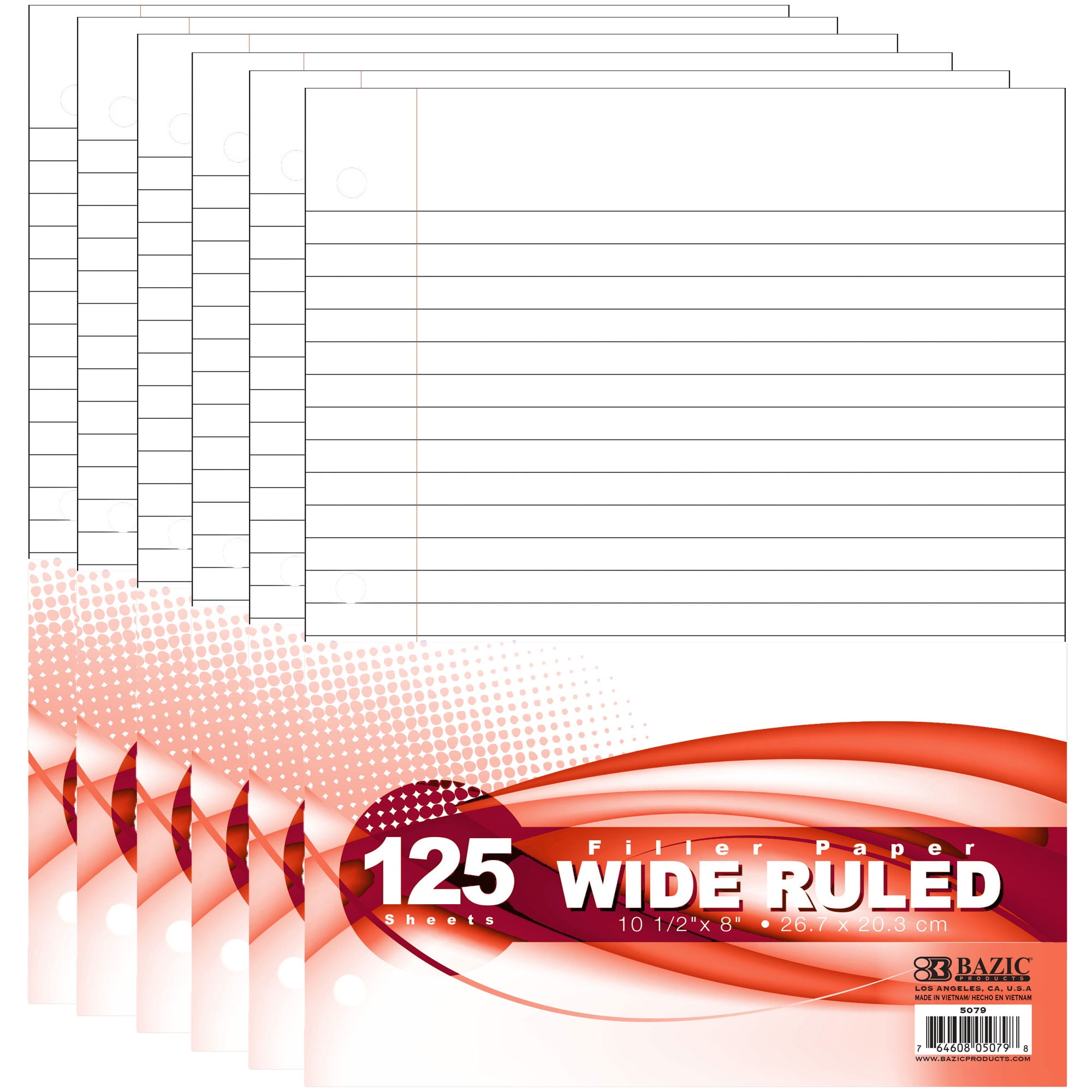 BAZIC Filler Paper Loose Leaf Papers 125 ?Sheet, Wide Ruled 3 Hole ...