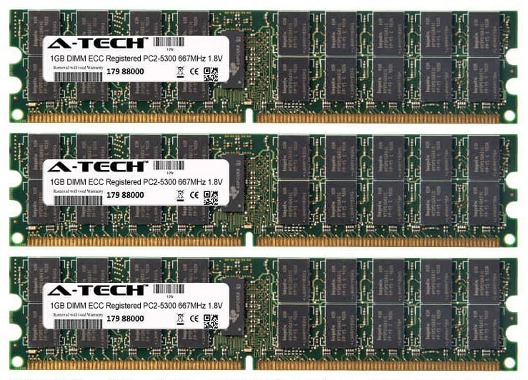 3GB Kit 3x 1GB Modules PC2-5300 667MHz 1.8V ECC Registered DDR2 DIMM ...