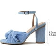 Pleated bow ankles with thick heels Womens Ankle Strap Stiletto ...