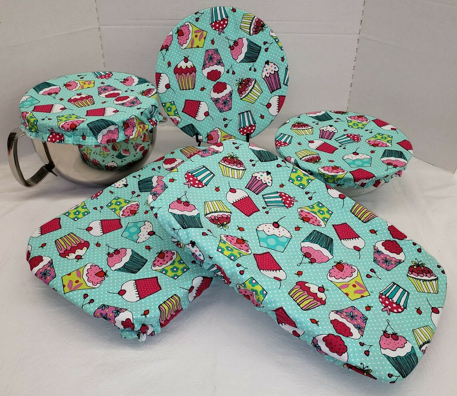 Teal Cupcake Reusable Fabric Bowl and Casserole Pan Covers by Penny's ...