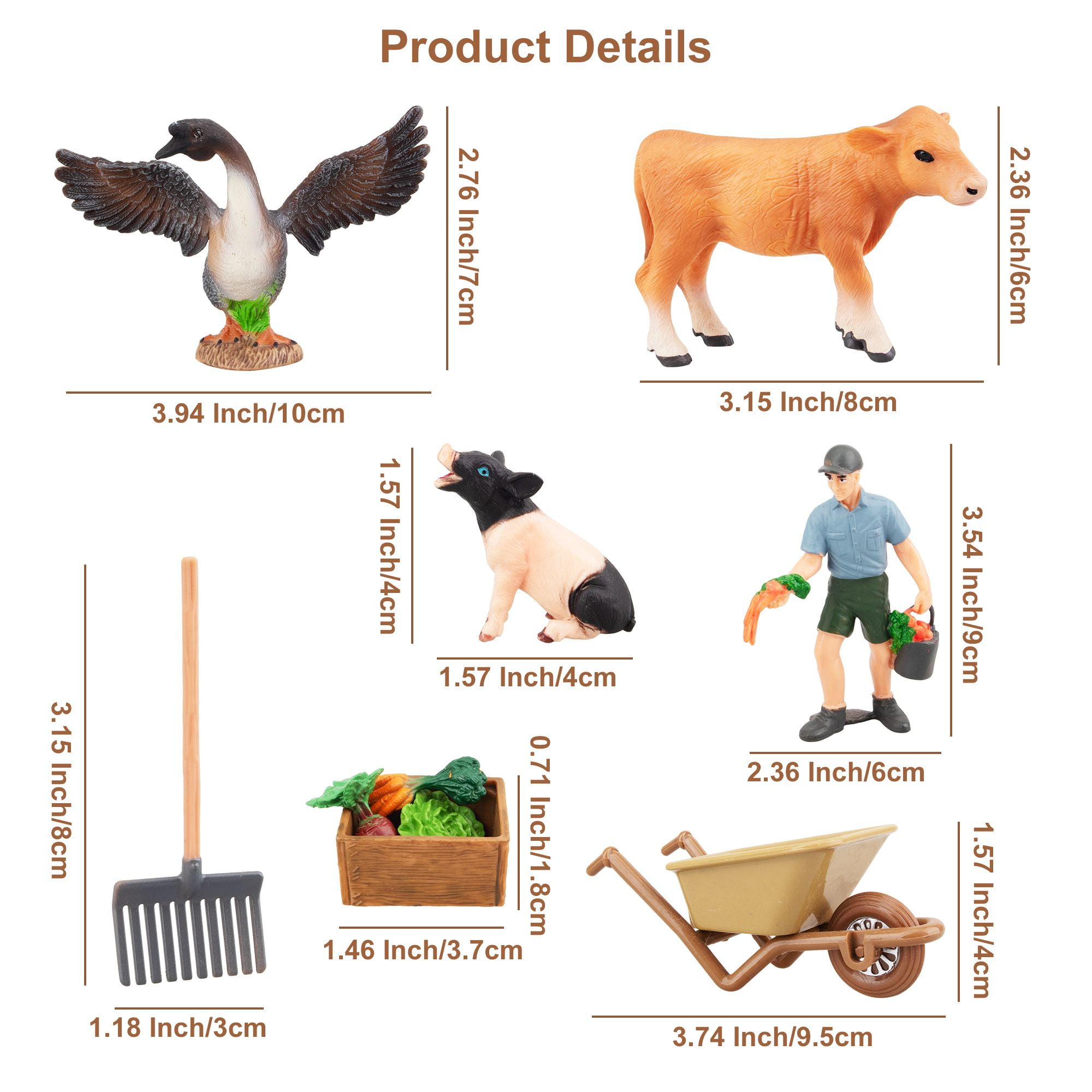 Buy TOYMANY 37PCS Big Farm Animals Figurines Toy with Barn House ...