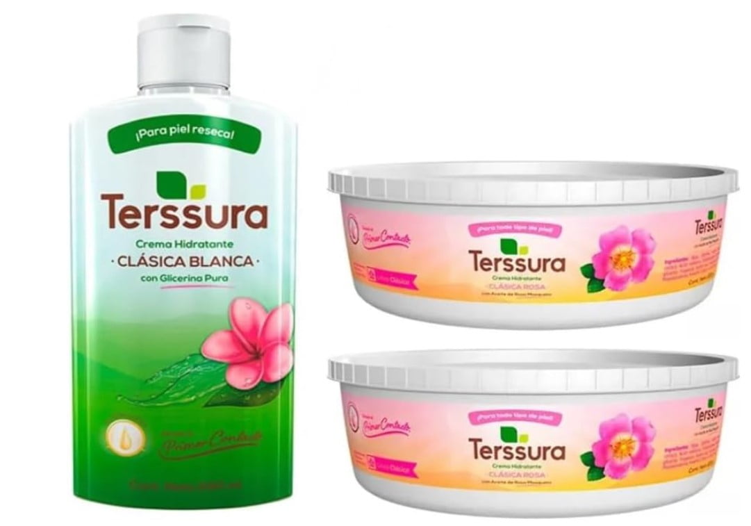 Crema Hidratante Corporal Terssura Clasica Rosa y Con Glicerina Pack ...