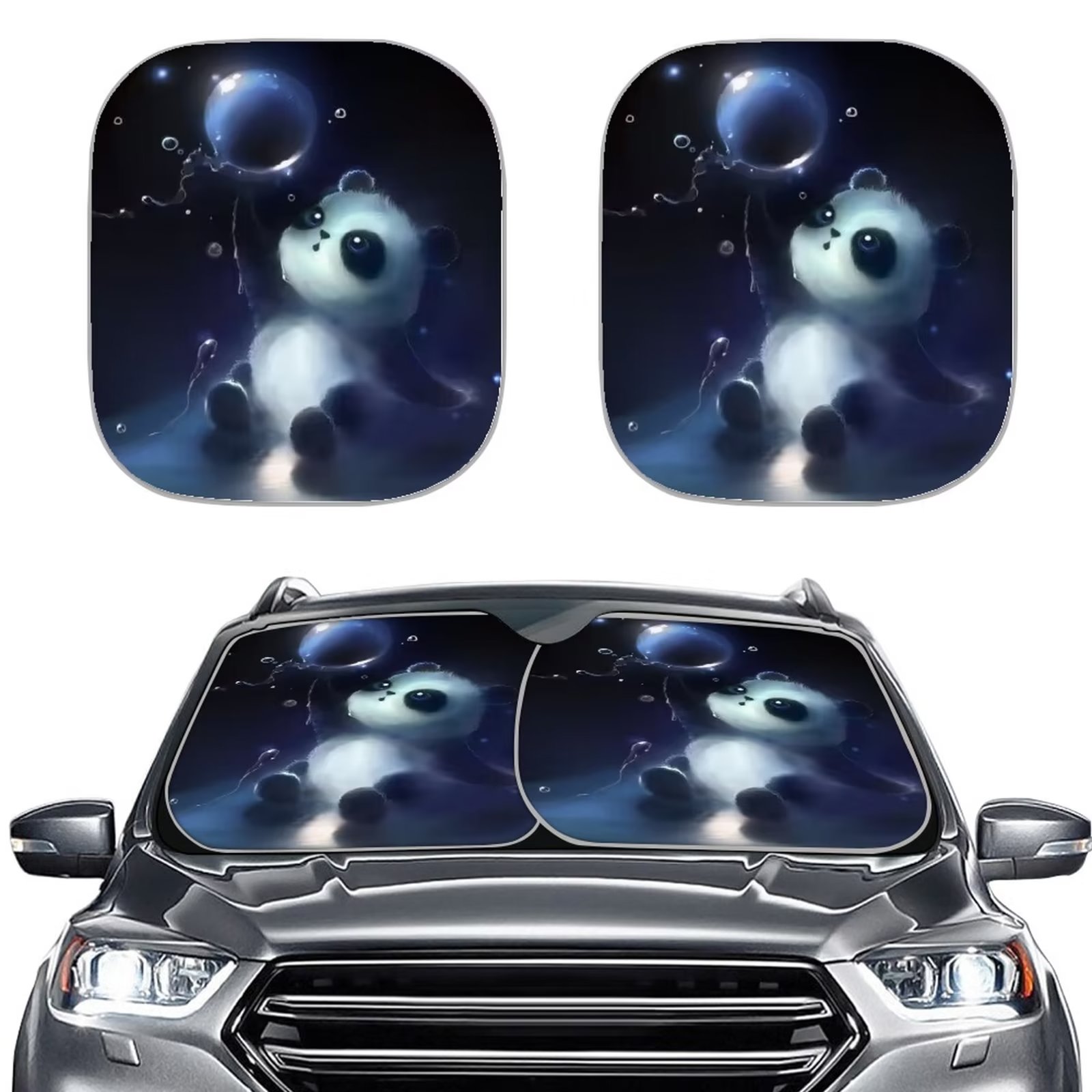 Diaonm Cosmic Sky Panda 2 Piece Front Windshield Sun Shade Folding Auto ...