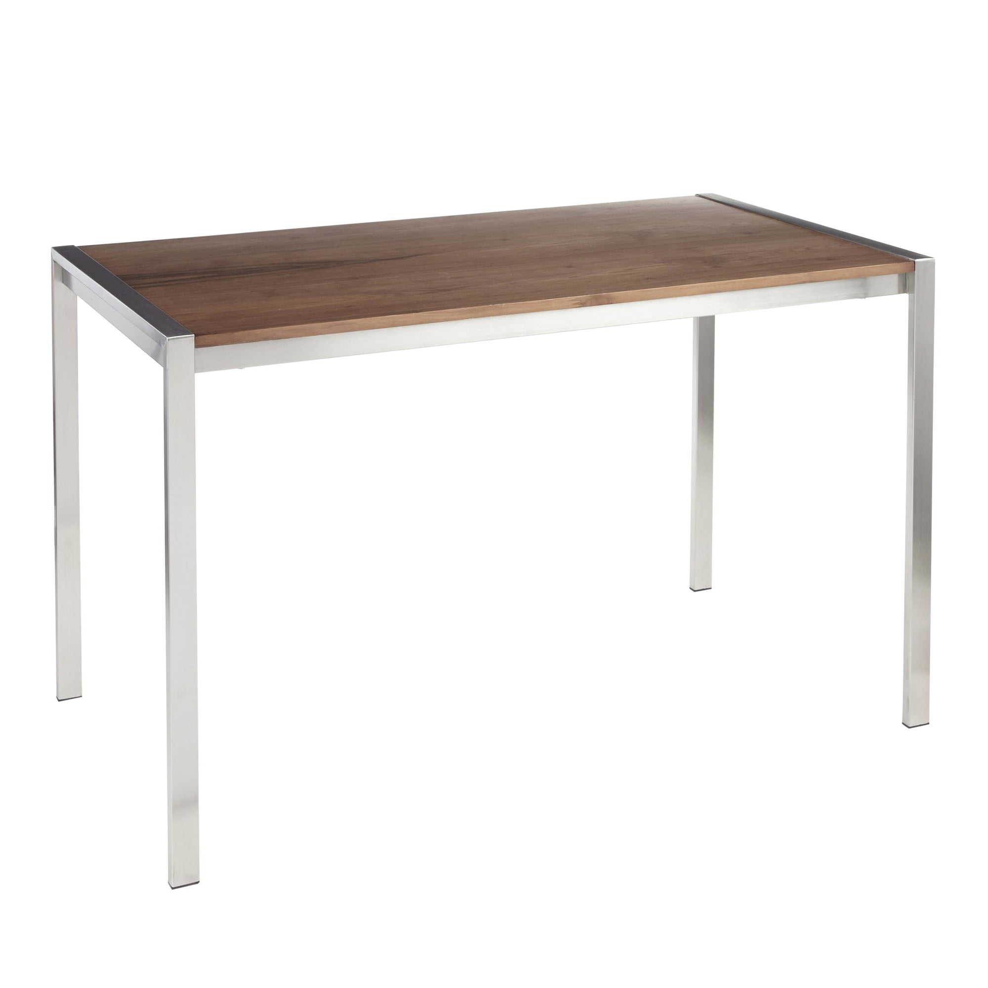 Fuji Modern Dining Table in Stainless Steel with Walnut Wood Top by ...