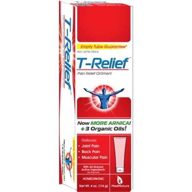 T-Relief Homeopathic Muscular Pain Ointment w/ Arnica + 3 Organic Oil ...