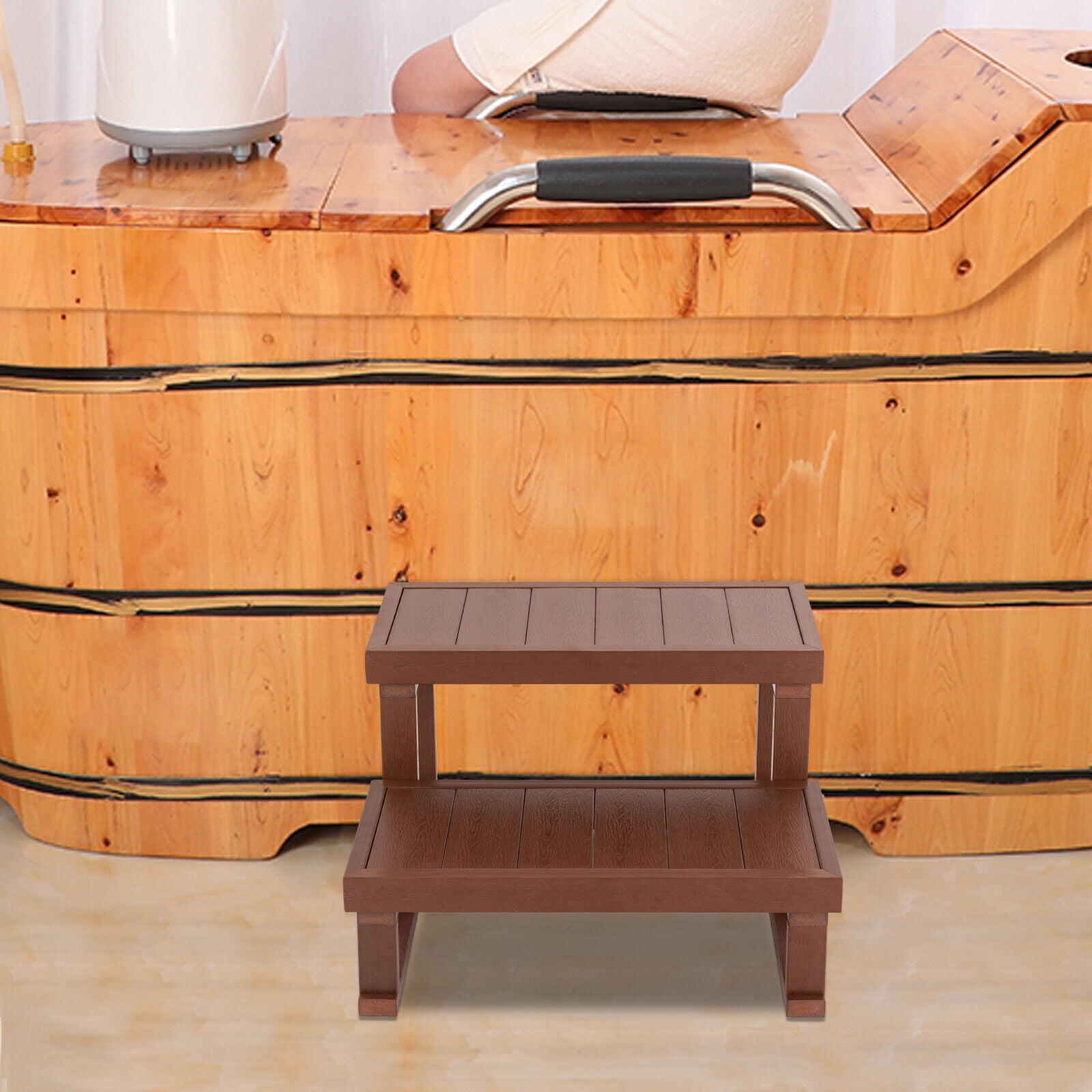 DENEST Brown Steps Ladder Handi-Step Anti-slip For Hot Tub Pool Camps ...