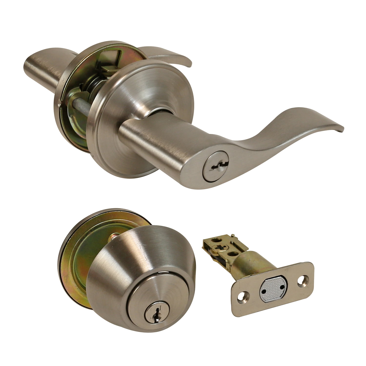 Ultra Hardware 84338 Satin Nickel Lexington Keyed Wave Lever & Single ...