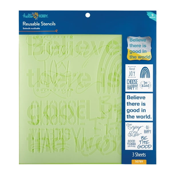 Hello Hobby Stencil Set, 12" x 12", 3 Piece, Good Life - Walmart.com