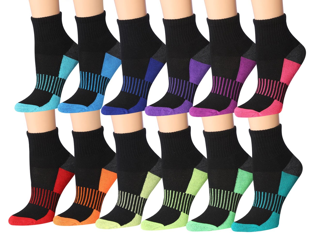 Colorfut Women's 12-Pairs Running & Athletic Sports Performance Ankle ...