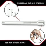 Hyper Tough 3/8-inch Socket Extension Set, 3 Sizes 3, 6, 10 inches ...