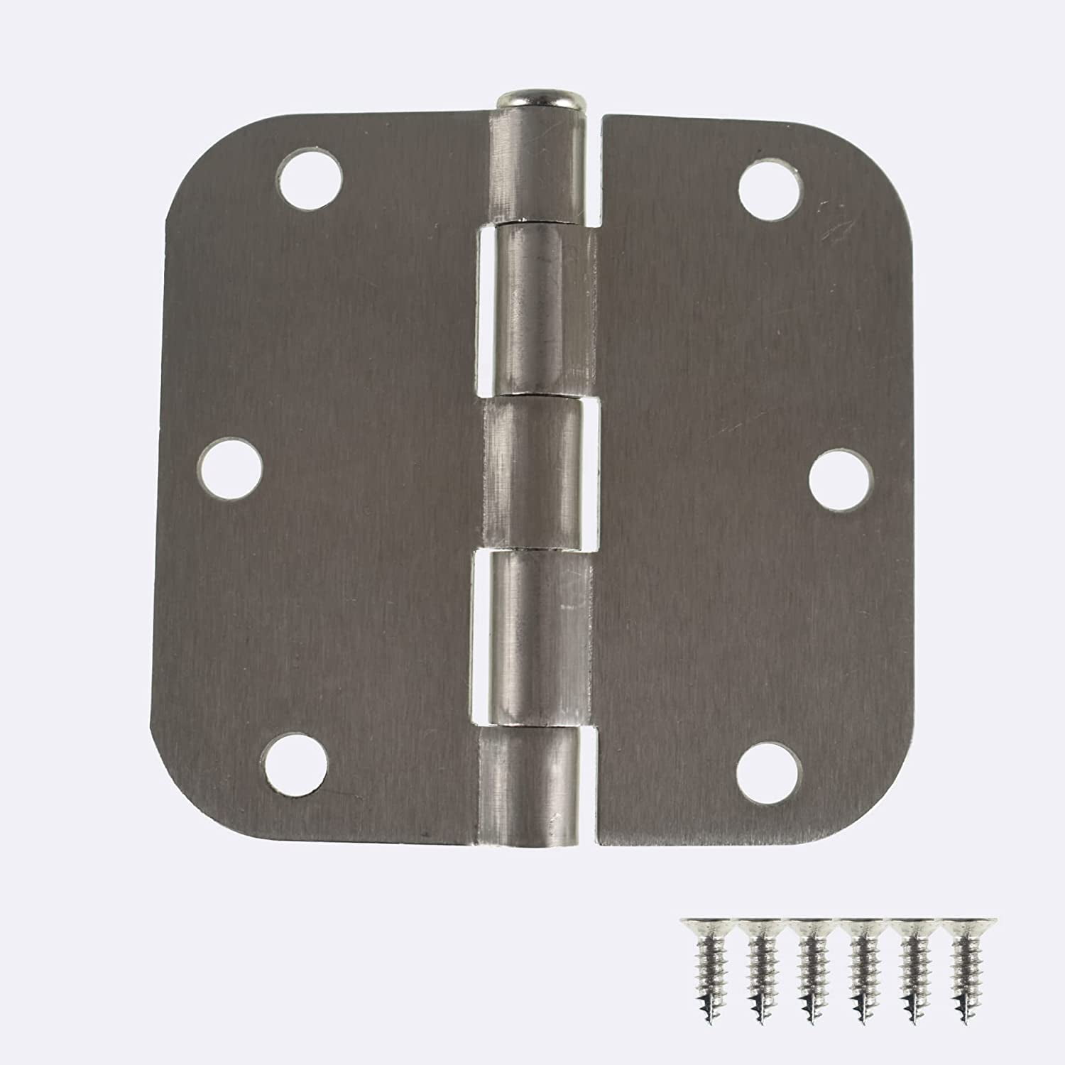 EPOTOOR Door Hinges Satin Nickel, Residential Rounded Brushed Nickel ...
