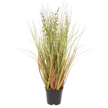 Vickerman 24" PVC Artificial Potted Green Grass with Pomp Balls ...