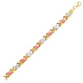14k Tri-Color Gold Fancy Satin Heart Line Bracelet 7.25 in - Walmart.ca